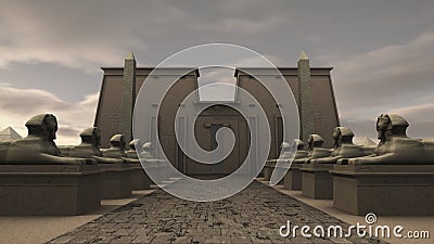 Sphinx Statues At A Temple In Ancient Egypt Stock Photography ...