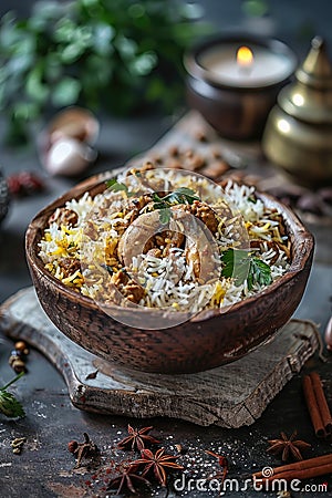 Spicy Indian Malabar Chicken Biryani With Basmati Rice Royalty-Free ...