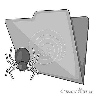 Spider Virus In Folder Icon, Monochrome Style Cartoon Vector ...