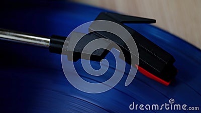 Spinning Record Classic Retro Vinyl Record Player in Closeup. Stock ...