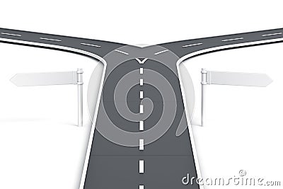 Splitting Road With Blank Road Signs Stock Images - Image: 13179984
