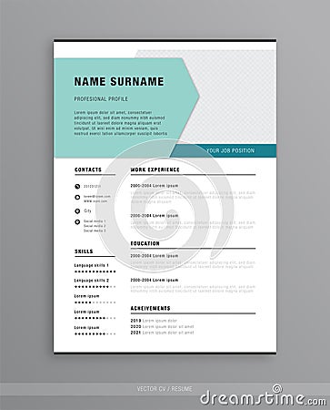 Simple Minimal Vector Cv Resume Template Layout. Aesthetic Modern ...