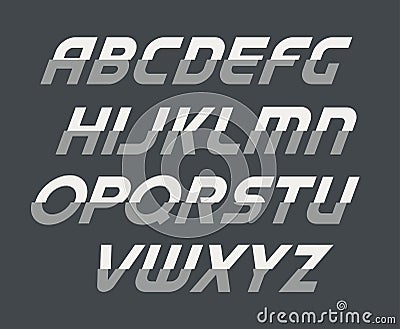 Sport Cursive Uppercase Alphabet. Futuristic Technology Font. Modern ...