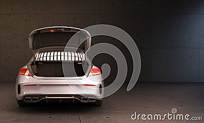 Sports Car With Open Trunk 3d Render Image Royalty-Free Stock Photo ...