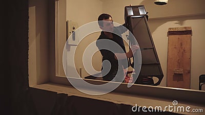 Spotlight Operator Tracks Actors Around the Stage Stock Video - Video ...