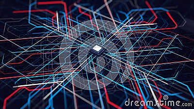 Spreading Colorful Electronic Impulses. Animation. Abstract Electronic ...