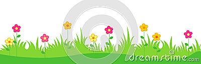 Spring Flowers And Grass Vector Illustration | CartoonDealer.com #12209734