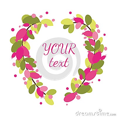 Spring Pink And Green Floral Frame. Invitation Template Vector ...