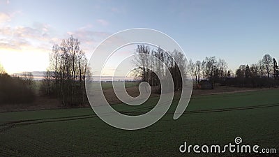 Spring Sunrise Over Fields and Tree Groves, Time Lapse Stock Video ...
