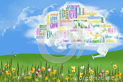 Spring Word Cloud With Flowers Stock Illustration - Image: 40083989