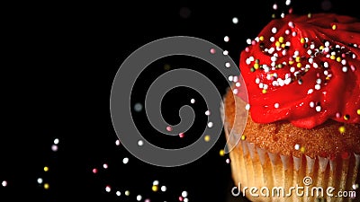 Sprinkles Falling Onto a Cupcake Stock Footage - Video of filming, pink ...