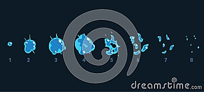 Sprite Sheet Of A Water Wave, Water Splashes. Animation For Game Or ...