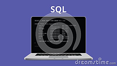 Sql Syntax Programming Illustration With Laptop And Code Program | CartoonDealer.com #69964149