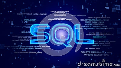 SQL Word And SQL Statements (Structured Query Language) Code On A Blue ...