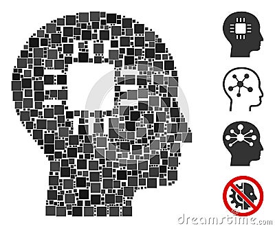 Square Brain Processor Icon Vector Collage | CartoonDealer.com #179684604
