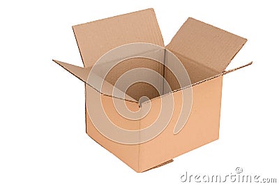 Square Cardboard Box Isolated On White. Carton Box For Storaging Or ...