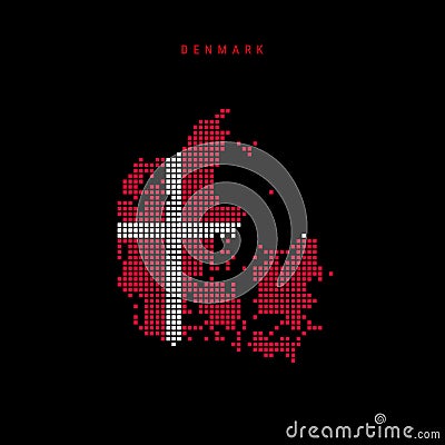 Square Dots Pattern Map Of Denmark. Dotted Pixel Map With Flag Colors ...