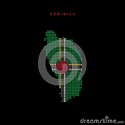 Square Dots Pattern Map Of Dominica. Dotted Pixel Map With Flag Colors ...
