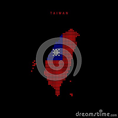 Square Dots Pattern Map Of Taiwan. Dotted Pixel Map With Flag Colors ...