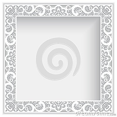 Square Frame With Cutout Paper Lace Border Cartoon Vector ...