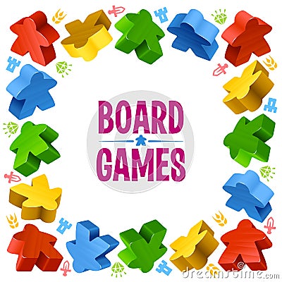 Square Frame Of Multicolored Meeples Cartoon Vector | CartoonDealer.com ...