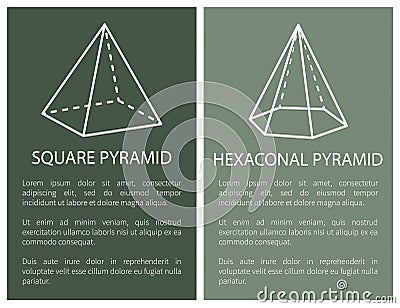 Square And Hexagonal Pyramid Geometric Shapes Set Vector Illustration | CartoonDealer.com #121124088
