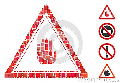 Square Stop Hand Triangle Icon Vector Collage Royalty-Free Stock Image ...