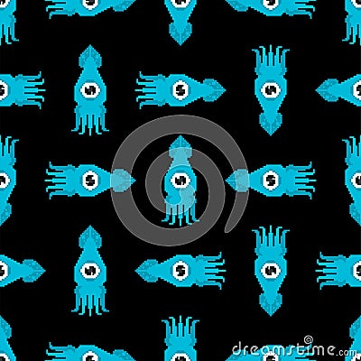 Squid Pixel Art Pattern Seamless 8 Bit Cephalopod Marine Animal ...