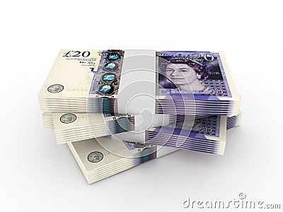 Stack Of 20 Pound Sterling Bills Stock Image - Image: 14239751