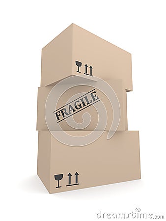 Stack Of Cardborad Fragile Boxes Stock Photo - Image: 11479750