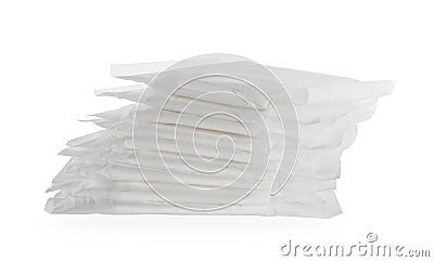 Stack Of Menstrual Pads On White Background. Gynecological Care Royalty ...