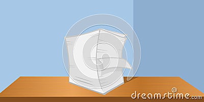 Stack Of Papers On Desk Stock Illustration - Image: 41631921