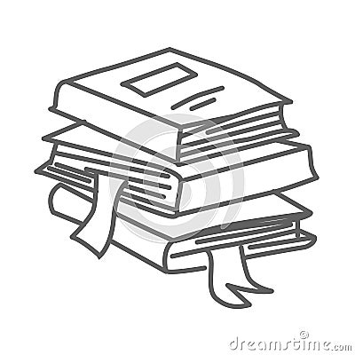 Stack, Pile Of Books Vector Doodle Icon Isolated On White, Hand Drawn ...