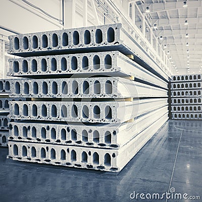Stack Of Precast Reinforced Concrete Slabs In Factory Workshop Royalty ...