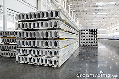 Stack Of Reinforced Concrete Slabs In A Factory Workshop Royalty-Free ...