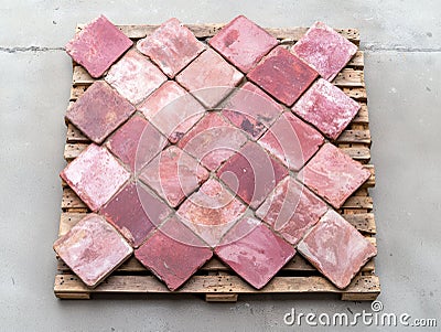Stack Of Square Terracotta Tiles On A Wooden Pallet. Royalty-Free Stock ...