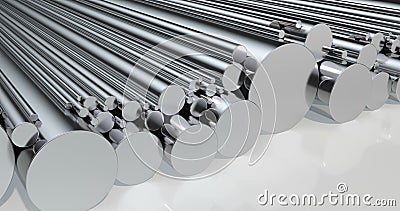 Stack of Steel Round Bars, Loop Animation. 3D Rendering Stock Footage ...