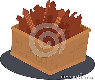 Stacks Of Fireworks In A Box. New Year Party Cartoon Vector ...