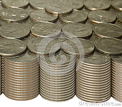 Stacks Of Quarters With Golden Tones Stock Image - Image: 8711131