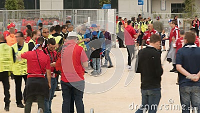 Stadium Stewards Standing in Front of Gate before Game, Spectators ...