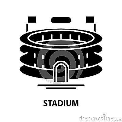 Stadium Symbol Icon, Black Vector Sign With Editable Strokes, Concept ...