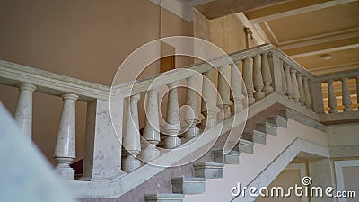Staircase with Columns. Staircase with Railing and Balustrades Against ...