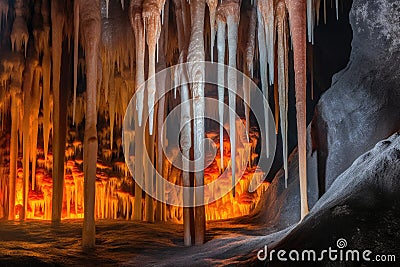 Stalactites And Stalagmites In A Lava Tube Cave Royalty-Free Stock ...