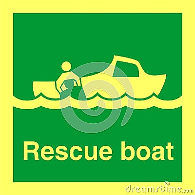 IMO SOLAS IMPA Safety Sign Image - Rescue Boat Emergency Cartoon Vector ...
