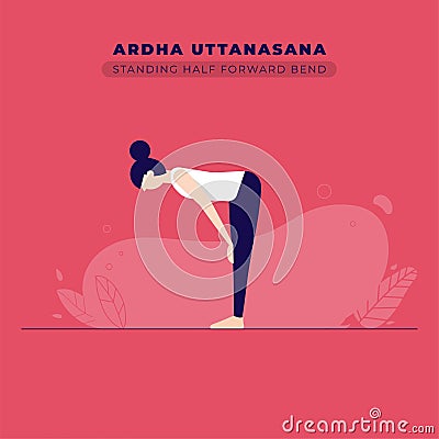 Standing Half Forward Yoga Pose Illustration Cartoon Vector ...