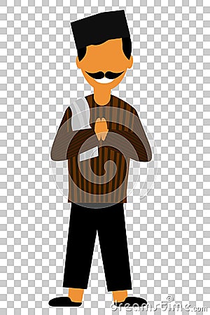 Standing Old Java Man, At Transparent Effect Background Cartoon Vector ...