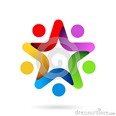 Star Team Work Symbol, Star Team Work Logo Cartoon Vector ...