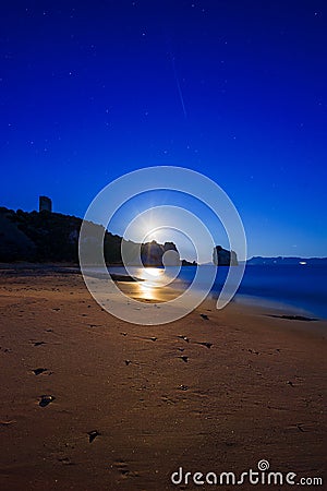 Starry Night With Full Moon Sunrise Stock Image | CartoonDealer.com ...