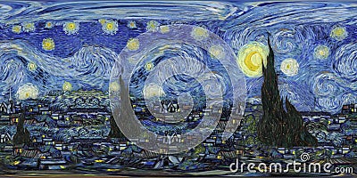 Starry Night - Recreation stock footage. Video of painting - 85398956