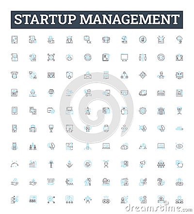 Startup Management Vector Line Icons Set. Incubation, Capitalization ...
